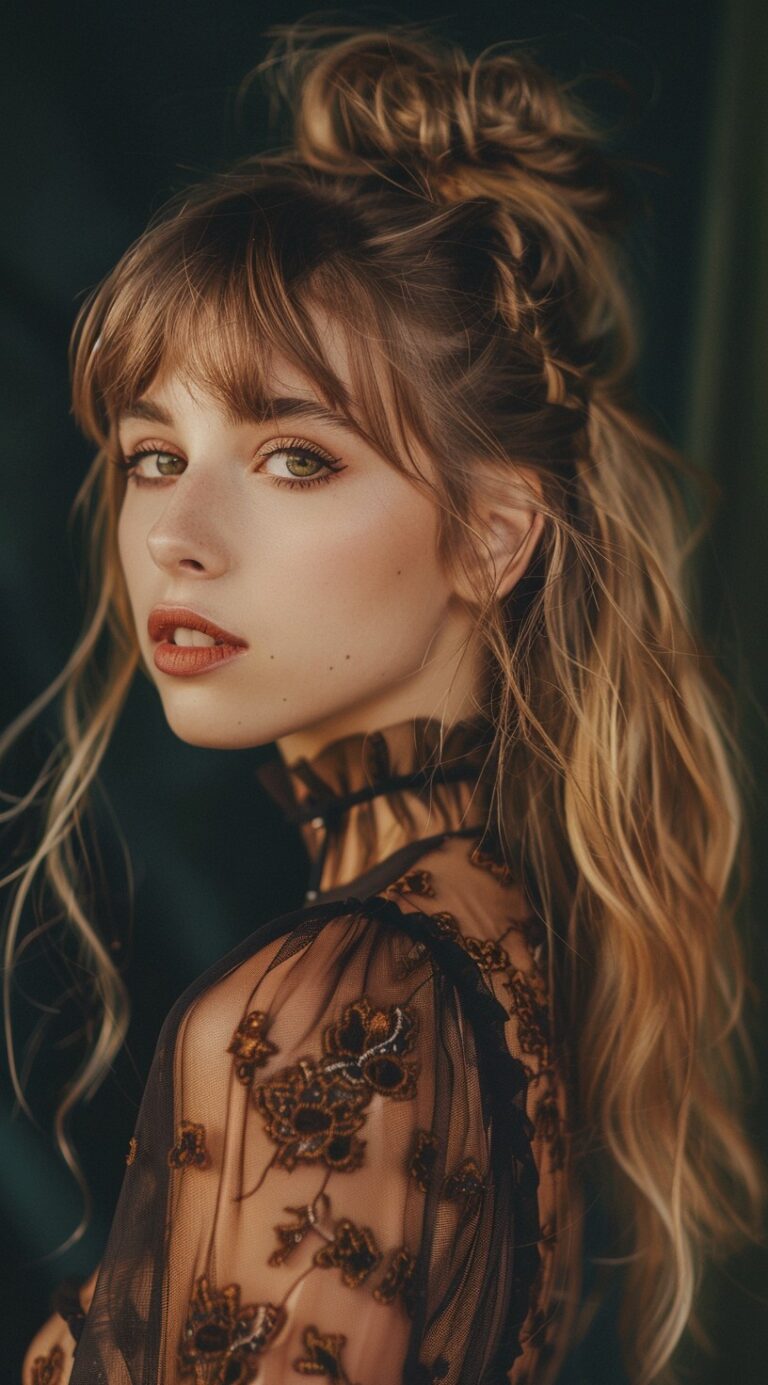 32 Bottleneck Bangs Long Hair Styles: Flattering Ideas for Every Face ...