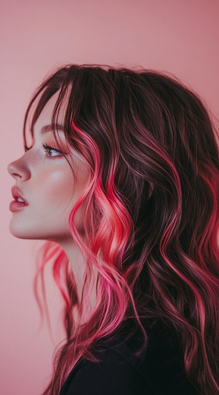 21 Pretty Pink Highlights in Brown Hair: Fun and Flirty Hairstyle Ideas ...